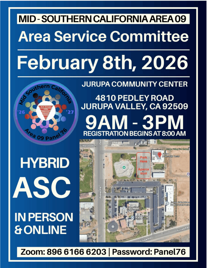 Area Service Committee (ASC-1) - Mid-Southern California Area 09